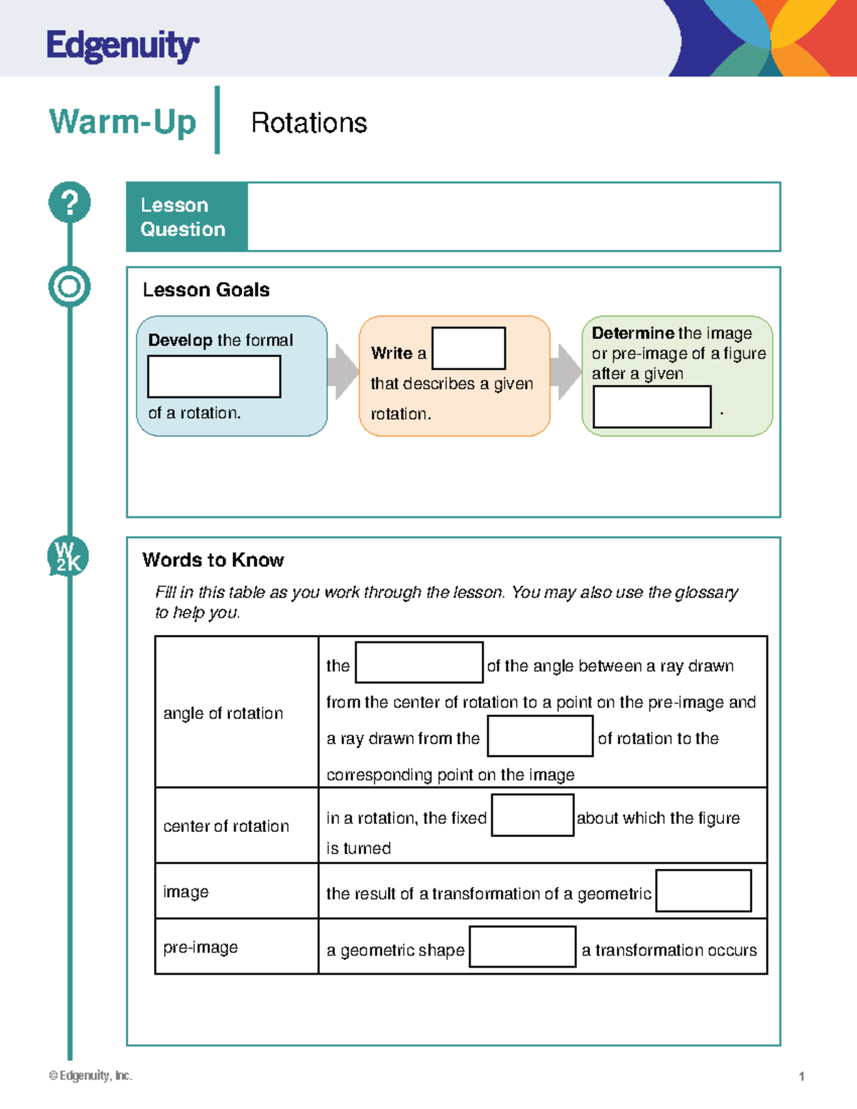 8101 02 04 Rotations GN SE - Warm-Up Rotations ` Lesson Question ...