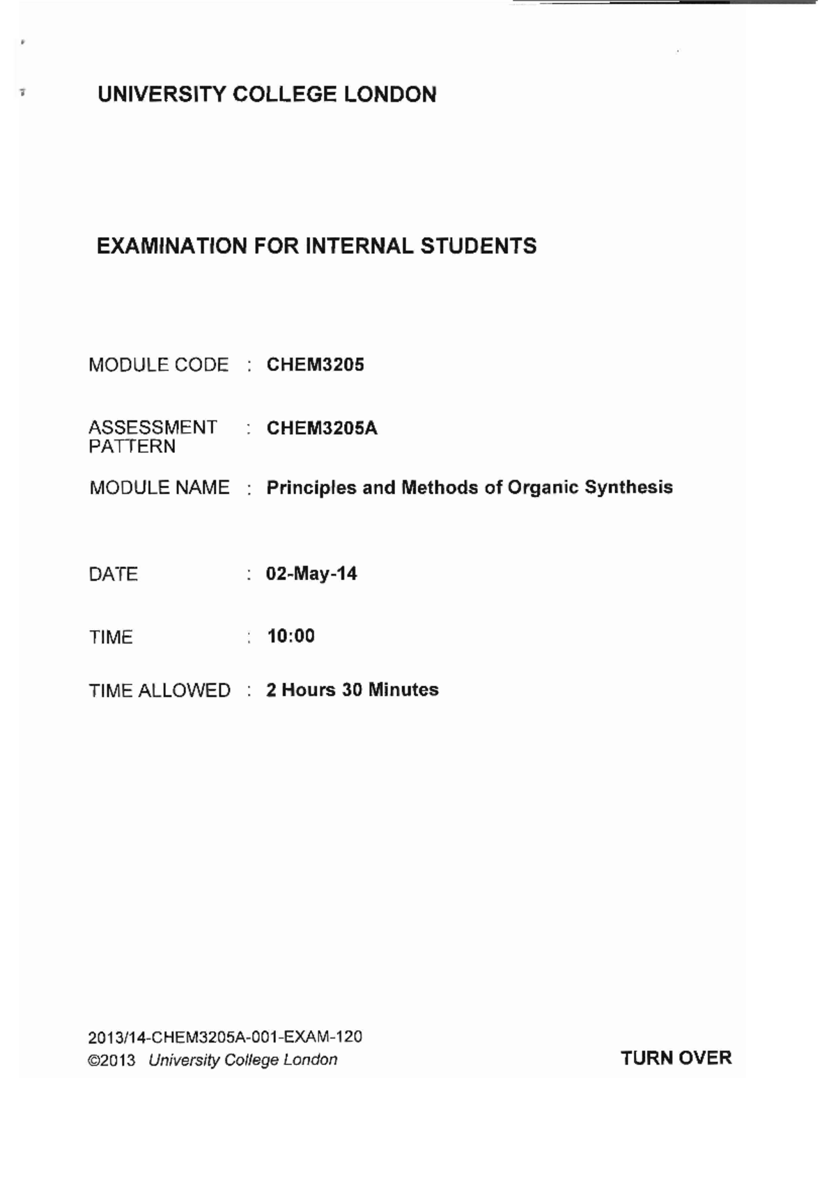 Exam 2014, questions - UNIVERSITY COLLEGE LONDON EXAMINATION FOR INTERNAL STUDENTS MODULE CODE ...