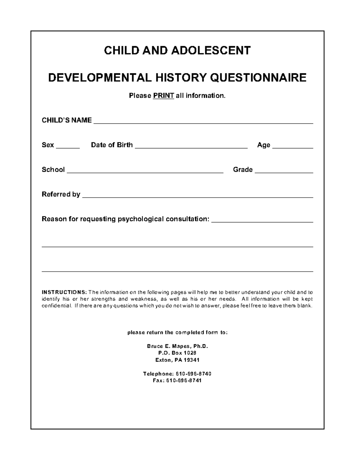 Childhx - Child history assessment tool - CHILD AND ADOLESCENT ...