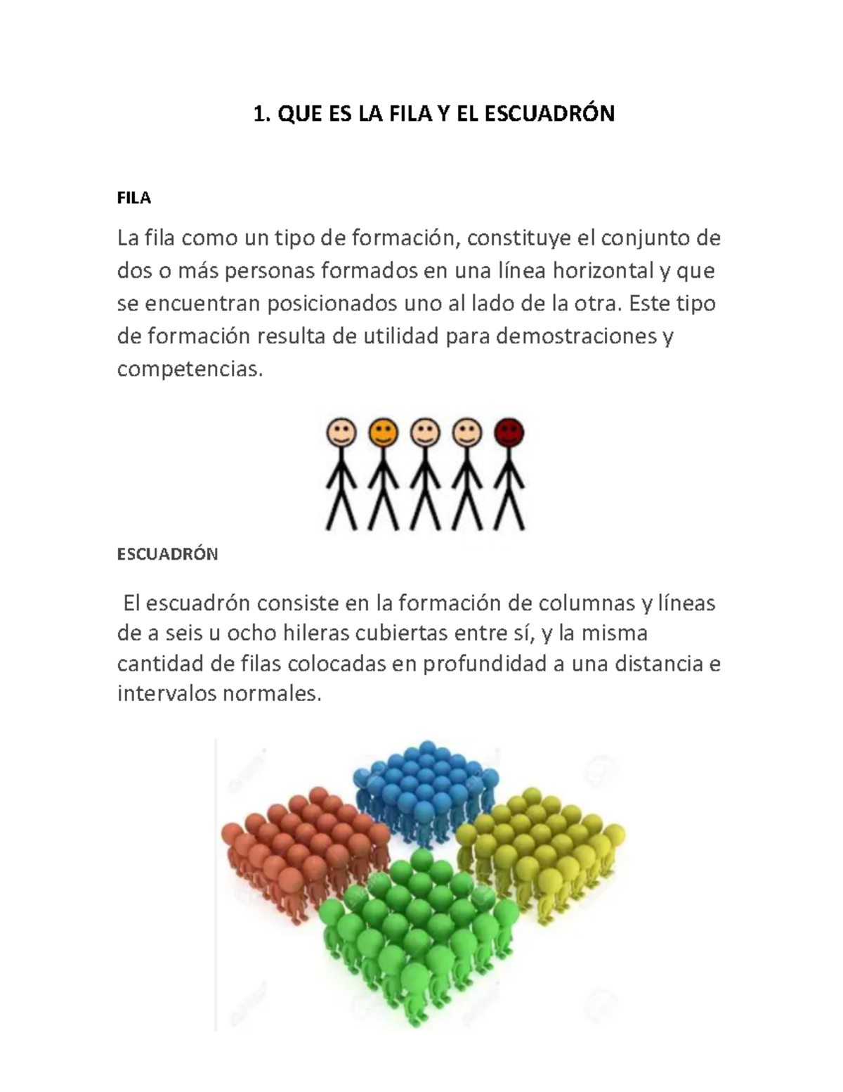 ED. Fisica - 1. QUE ES LA FILA Y EL ESCUADRÓN FILA La fila como un tipo ...