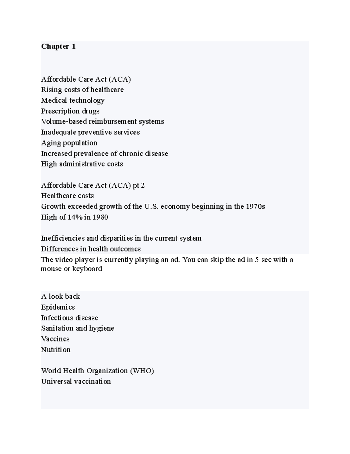 Intro to Health professions chapter 1 - Chapter 1 Affordable Care Act ...