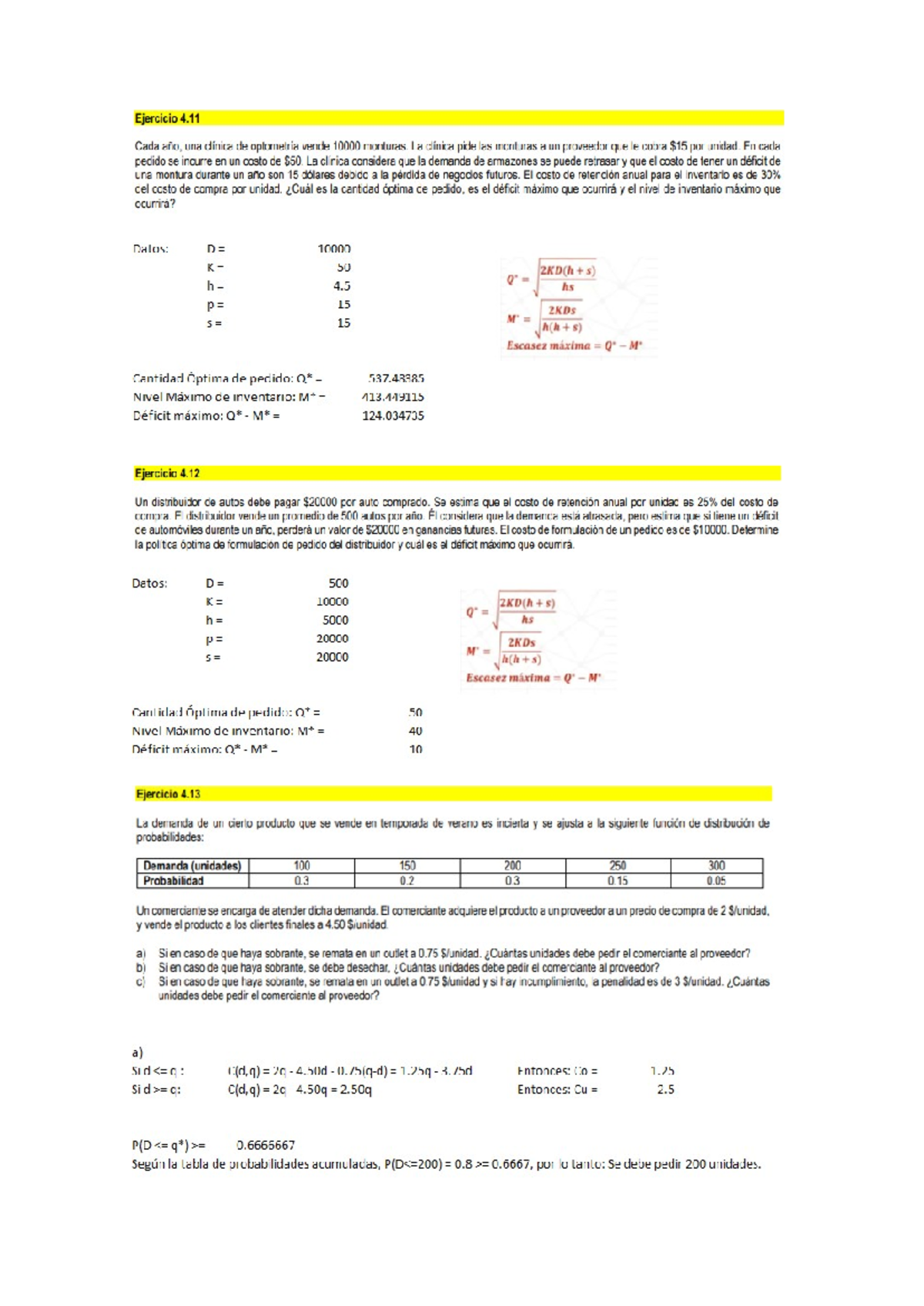 Ejercicios 4.11 - 4.15 IOP2 - investigacion de operaciones 2 - Studocu