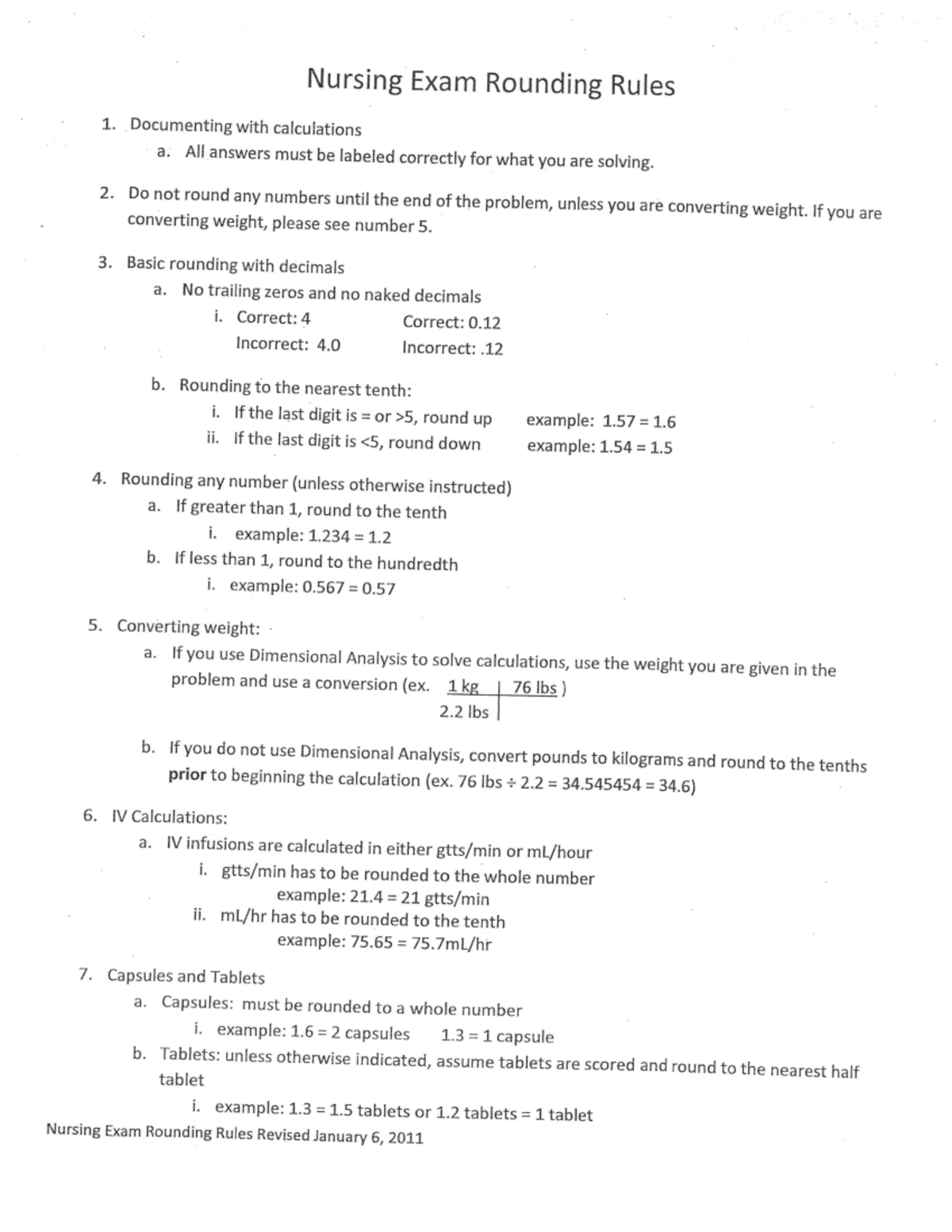 Nursing Rounding Rules-1 - Nursing Exam Rounding Rules 1. Documenting ...
