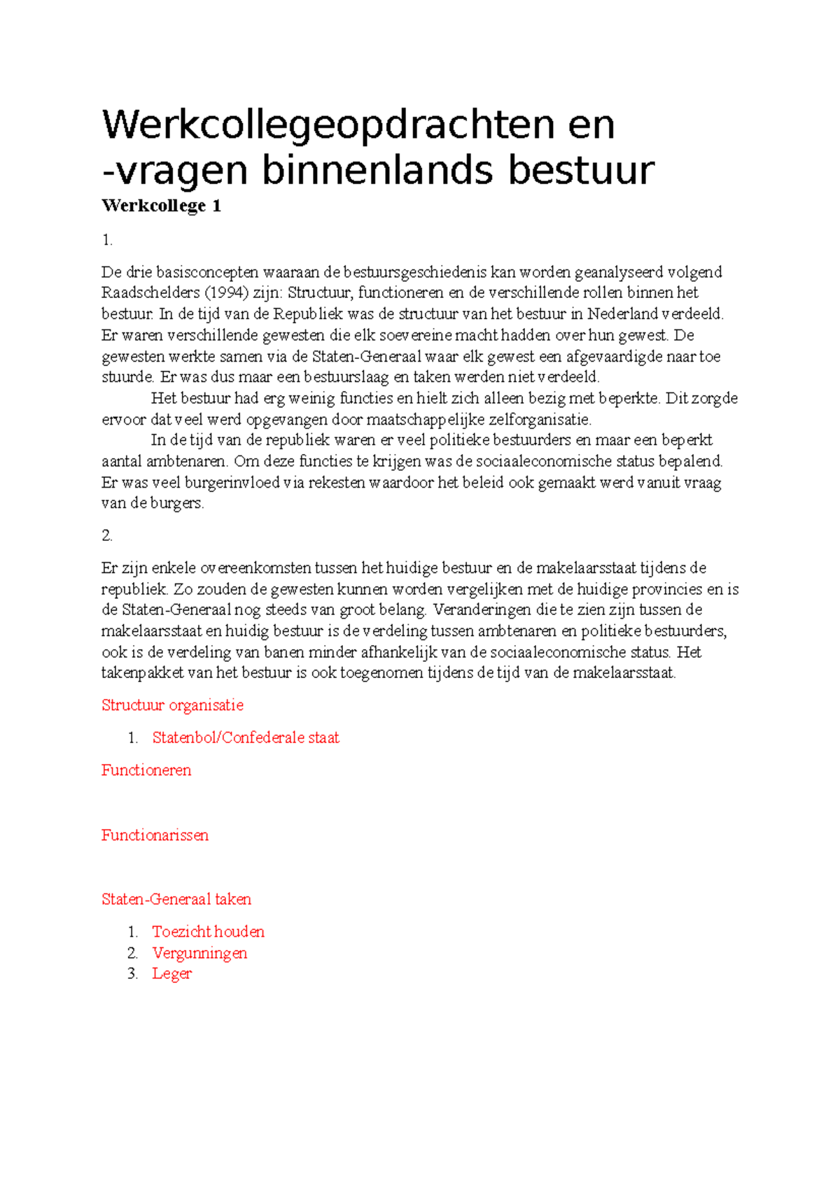 Werkcollegeopdrachten week 1 J. Gerdes - Werkcollegeopdrachten en ...