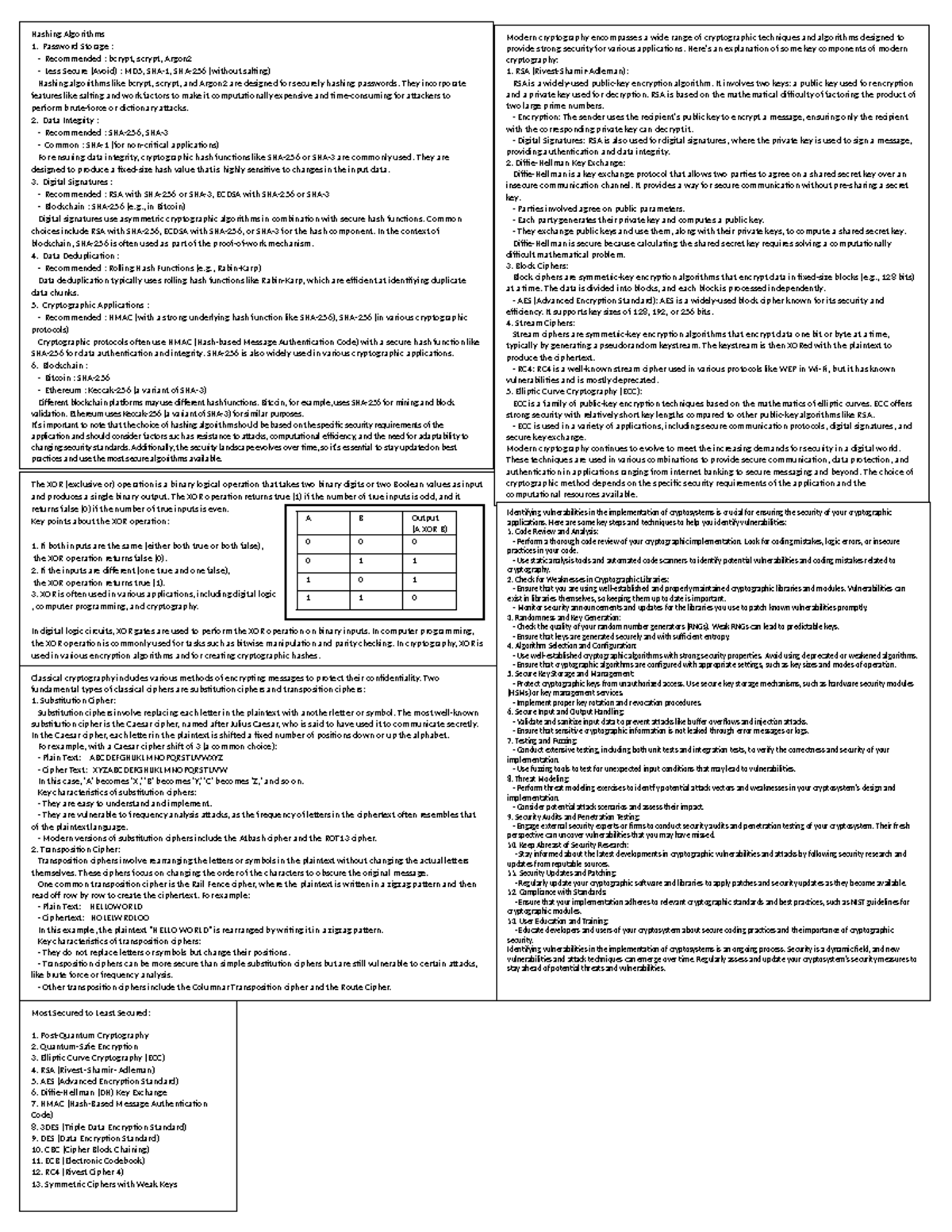 Cybersecurty - etc - ? Hashing Algorithms 1. Password Storage ...