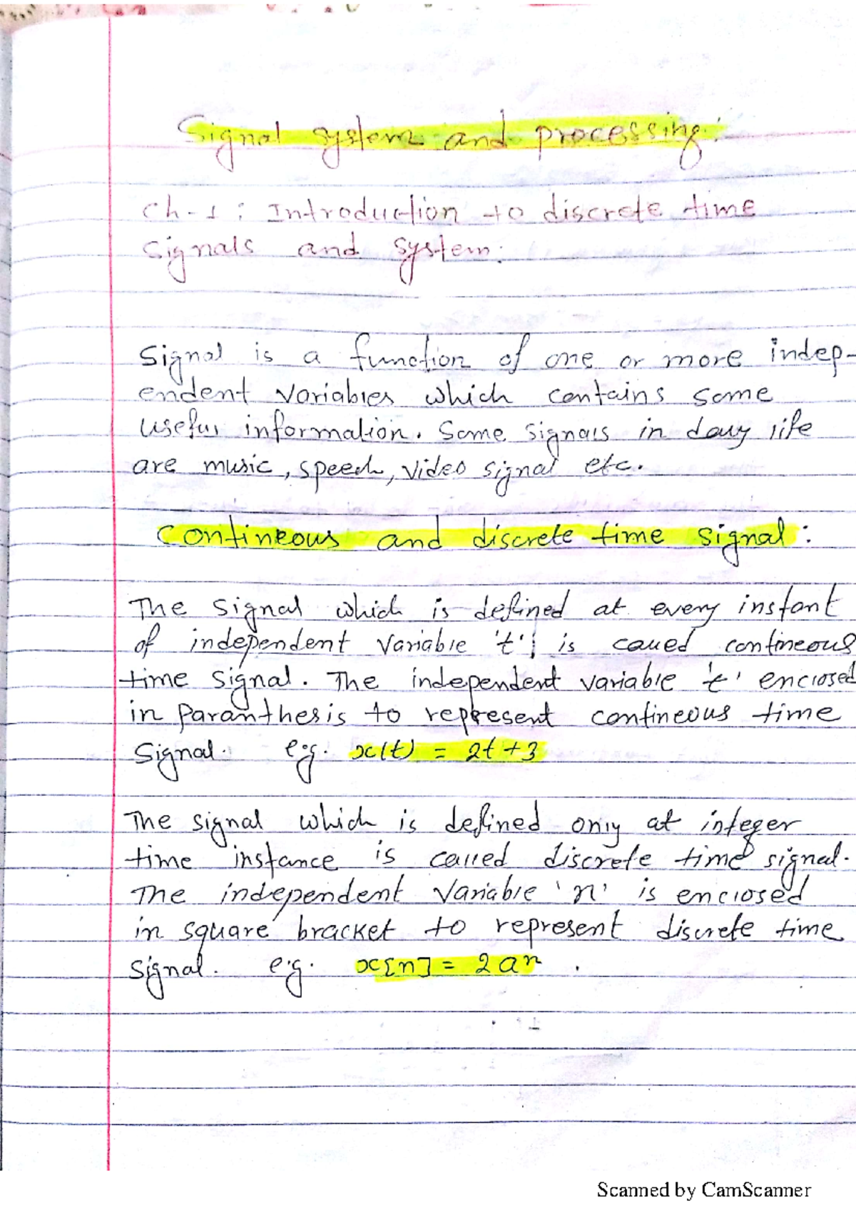 Signal and system - Lecture notes - Signal system and processing ...
