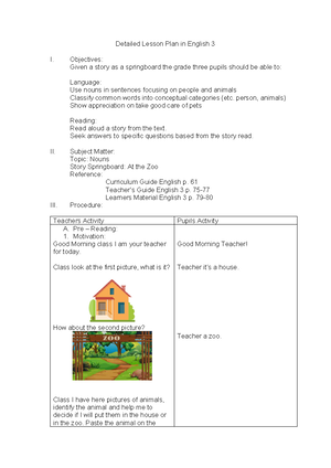 Lesson PLAN Grade IV Reality AND Fantasy - Lesson Plan English 4 I ...