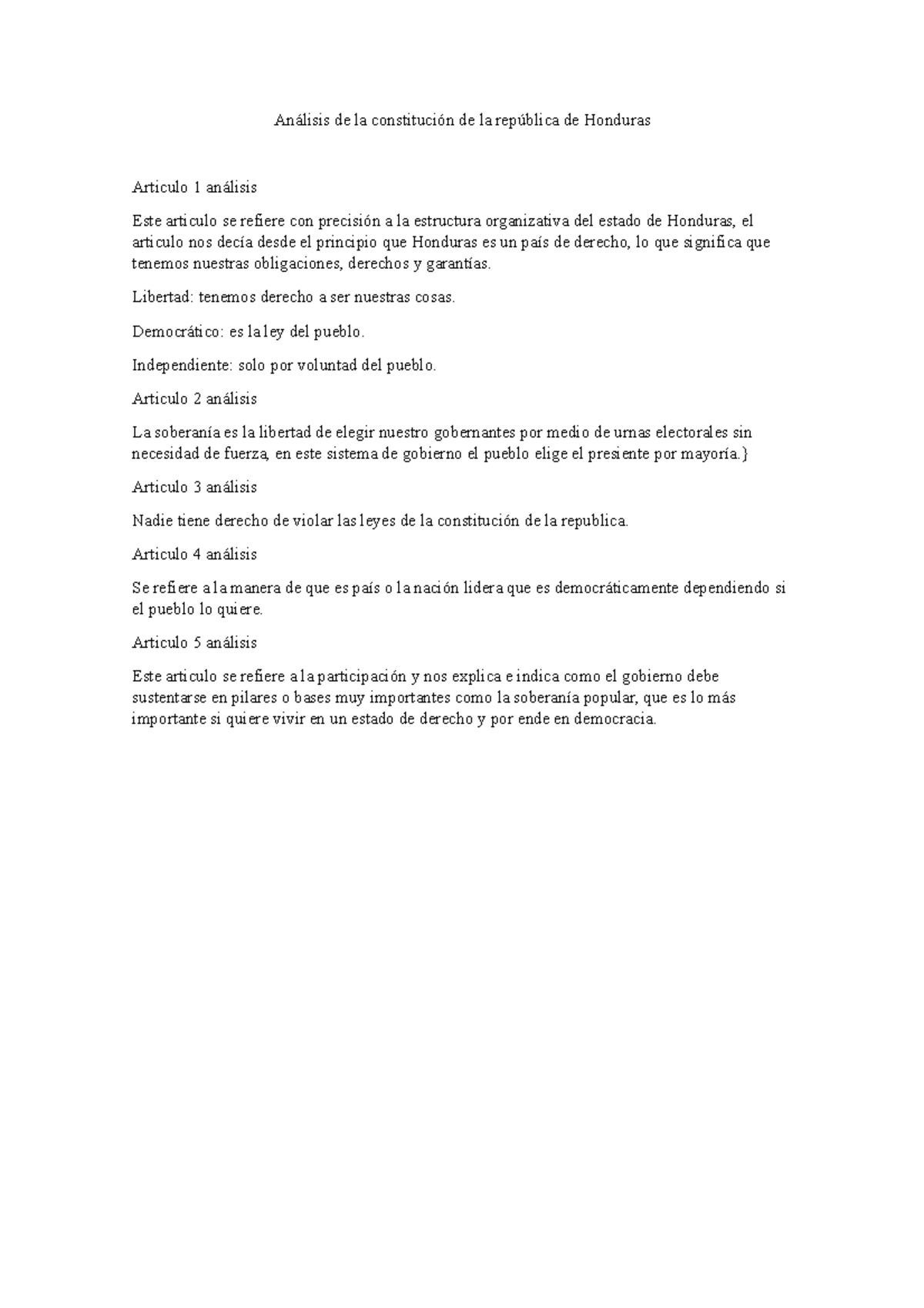 Análisis de la constitución de la república de Honduras Anthony Cerrato ...