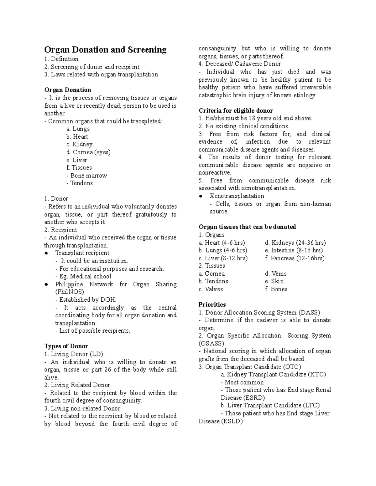 Organ Donation and Screening - Organ Donation and Screening Definition ...
