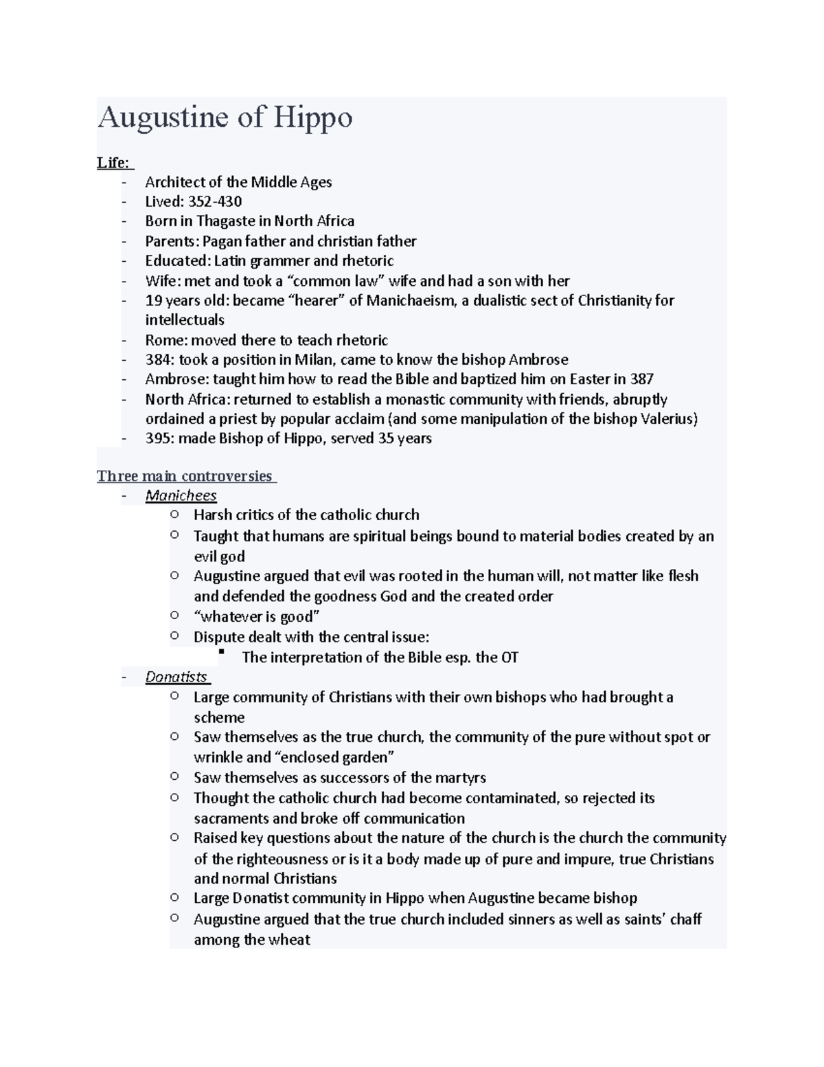 Christian Heritage Unit 1 Augustine of Hippo - Augustine of Hippo Life ...