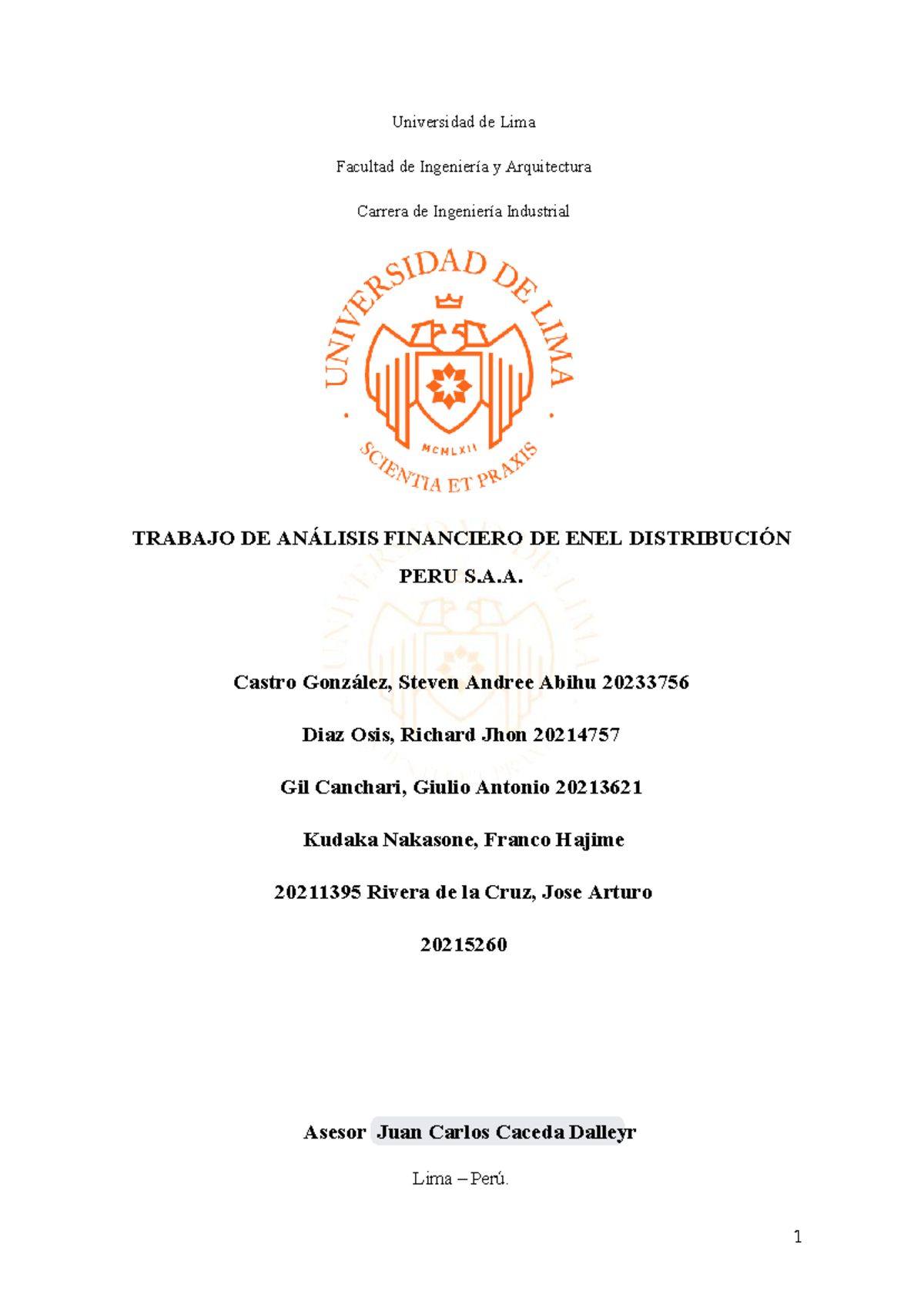 Admin FIN Trabajo (1)sdcsdc - Universidad de Lima Facultad de ...