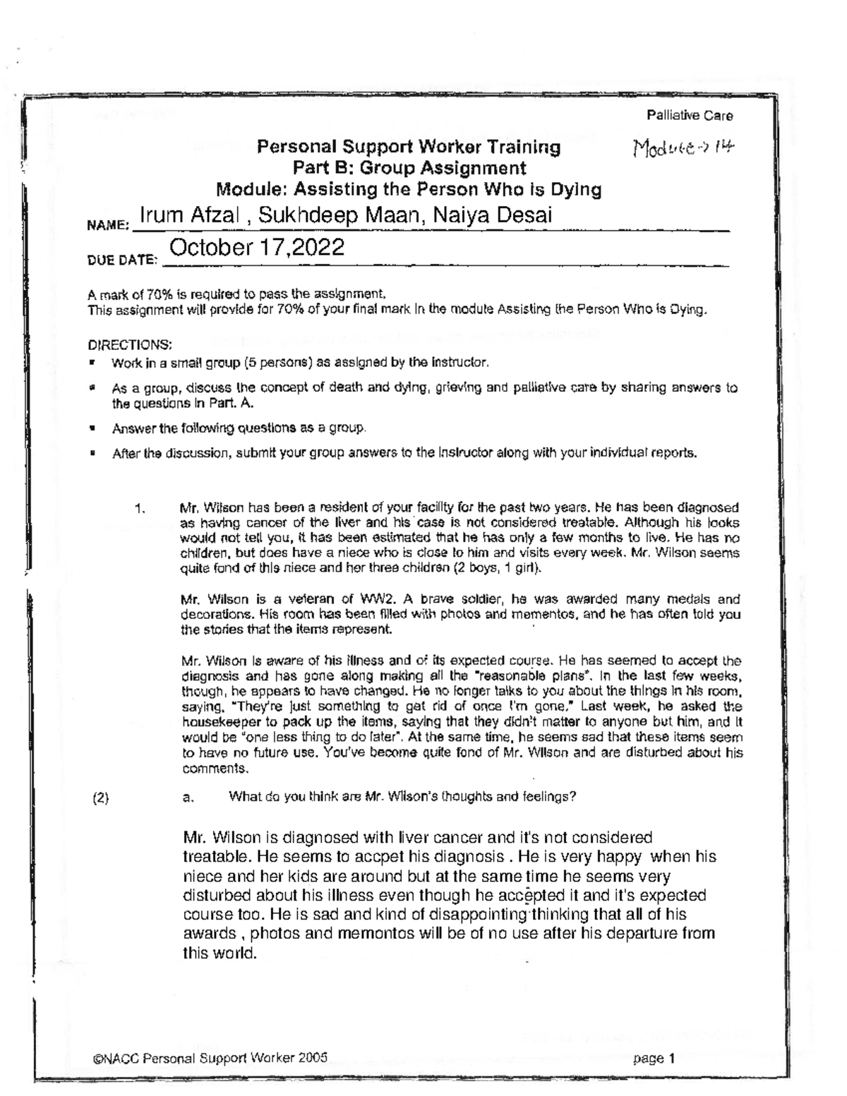 Module 9B(1)[245] - Practice test - (2) b. (2) C. (3) d. (4) e ...