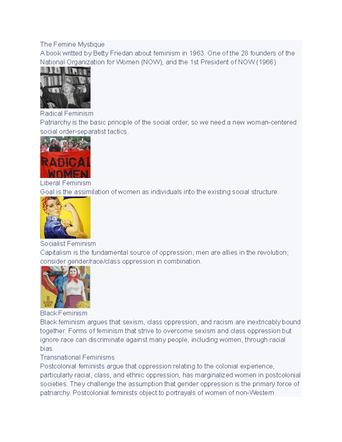 The Femine Mystique - on study guide - The Femine Mystique A book ...