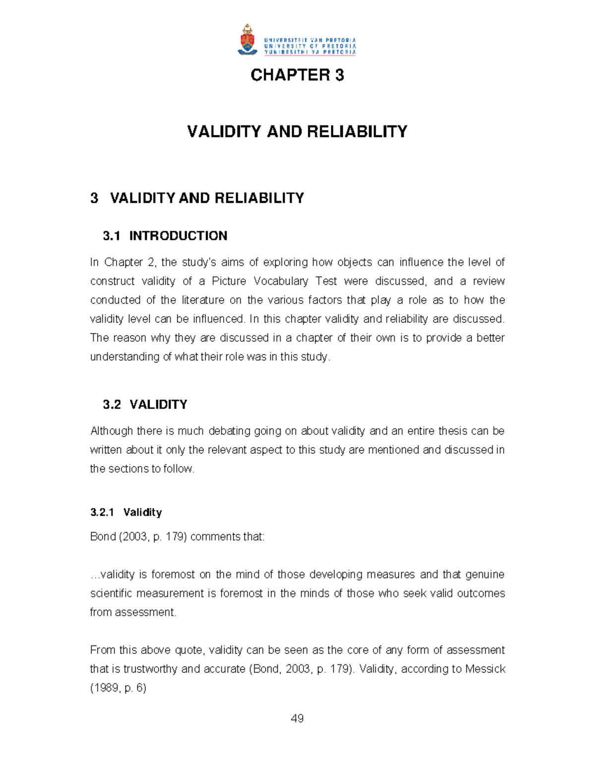 02chapter 3-4 - Research design - CHAPTER 3 VALIDITY AND RELIABILITY 3 ...