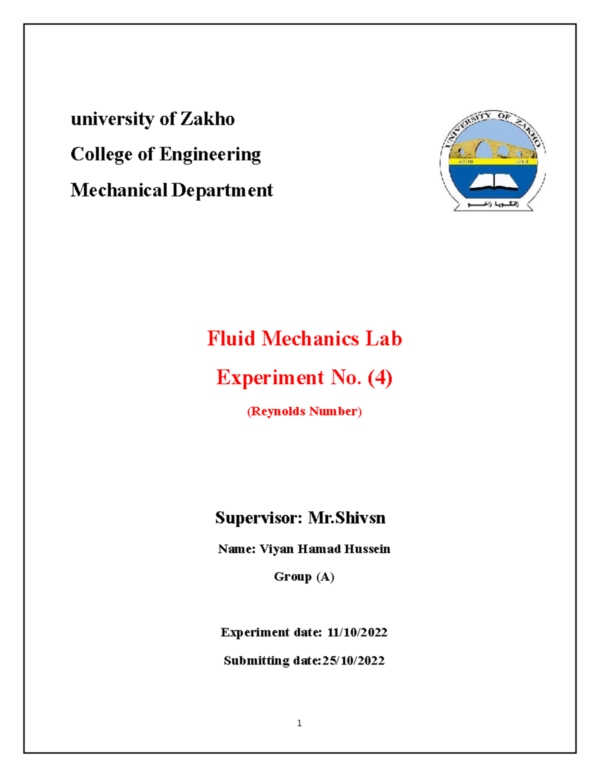 Experiment no.4 Re - hvhlv - university of Zakho College of Engineering ...
