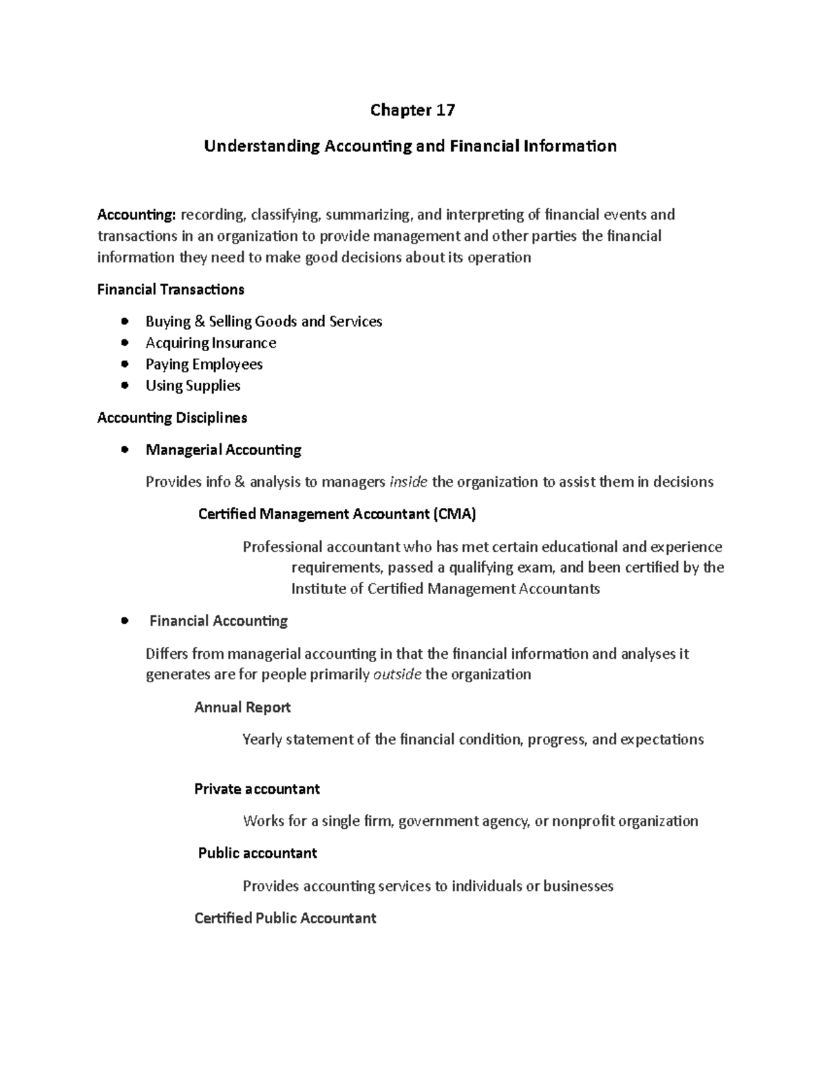 Chapter 17 - Lecture notes 11 - Chapter 17 Understanding Accounting and ...