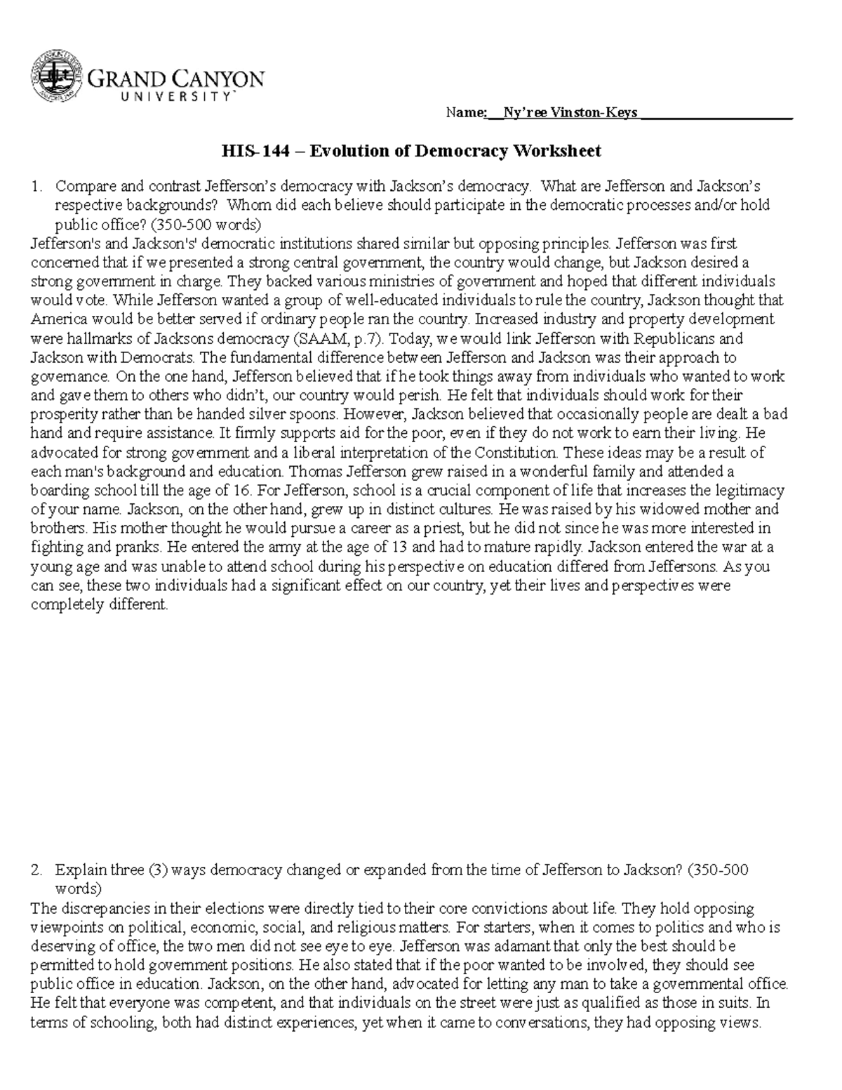 HIS-144.T-3.Evolution of Democracy.Worksheet - Name:__Ny’ree Vinston ...