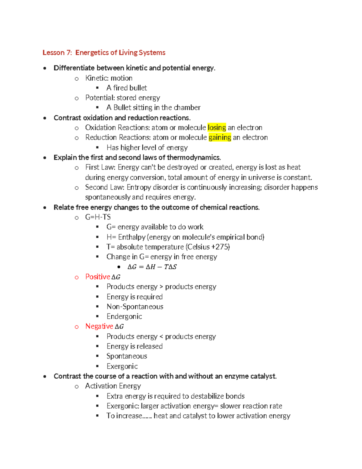 BIOL 1105 Test 2 Review - Summary Principles Of Biology - Lesson 7 ...