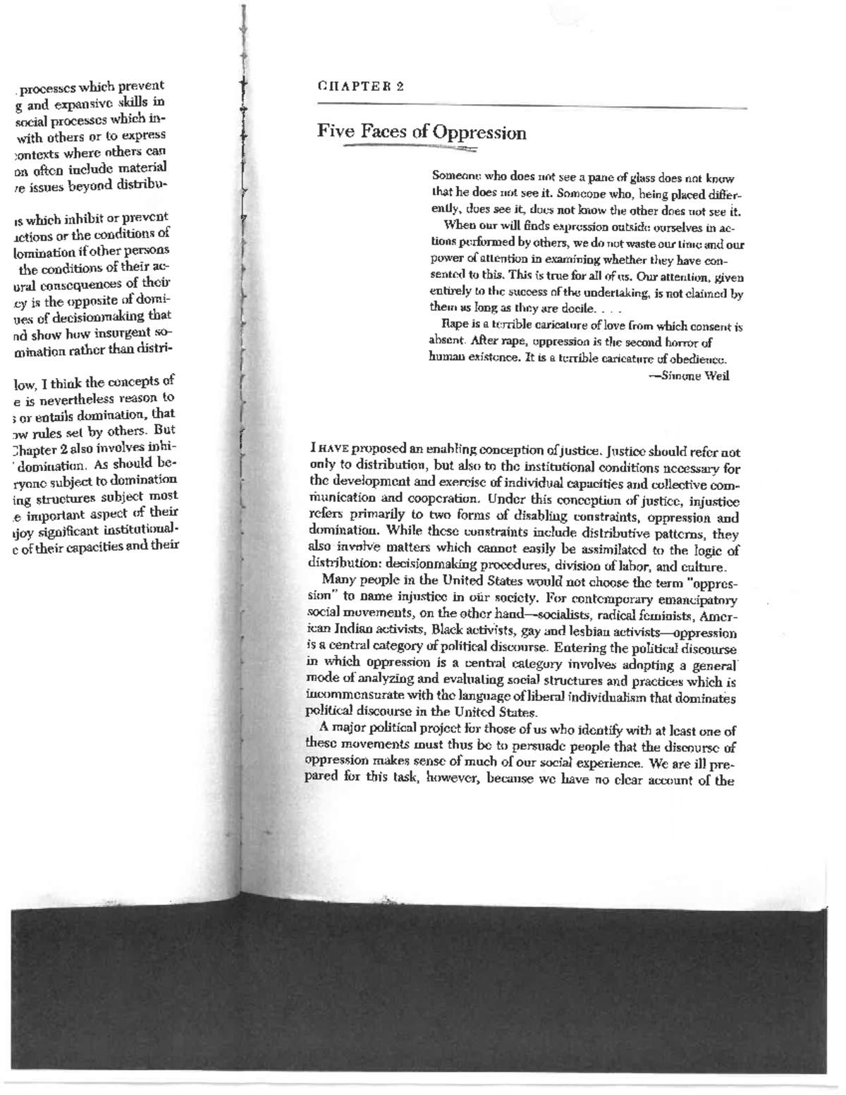 Young 1990 Five Faces of Oppression - Laws 2302 - Studocu