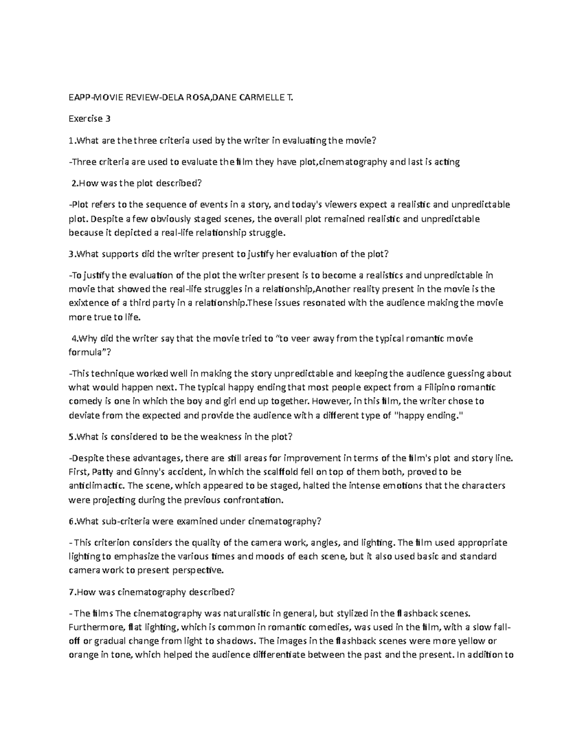 EAPP- Movie Review - Lecture notes 1,3,7 - EAPP-MOVIE REVIEW-DELA ROSA ...