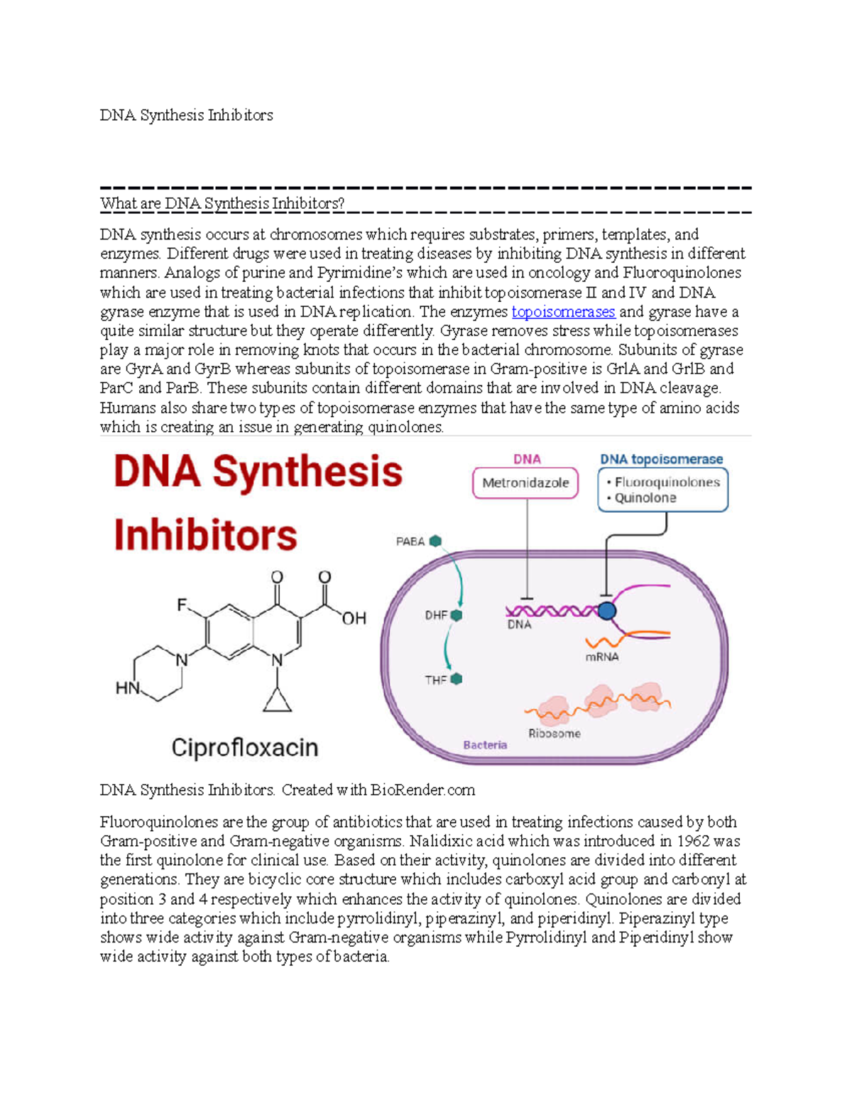 DNA Synthesis Inhibitors - Different drugs were used in treating ...