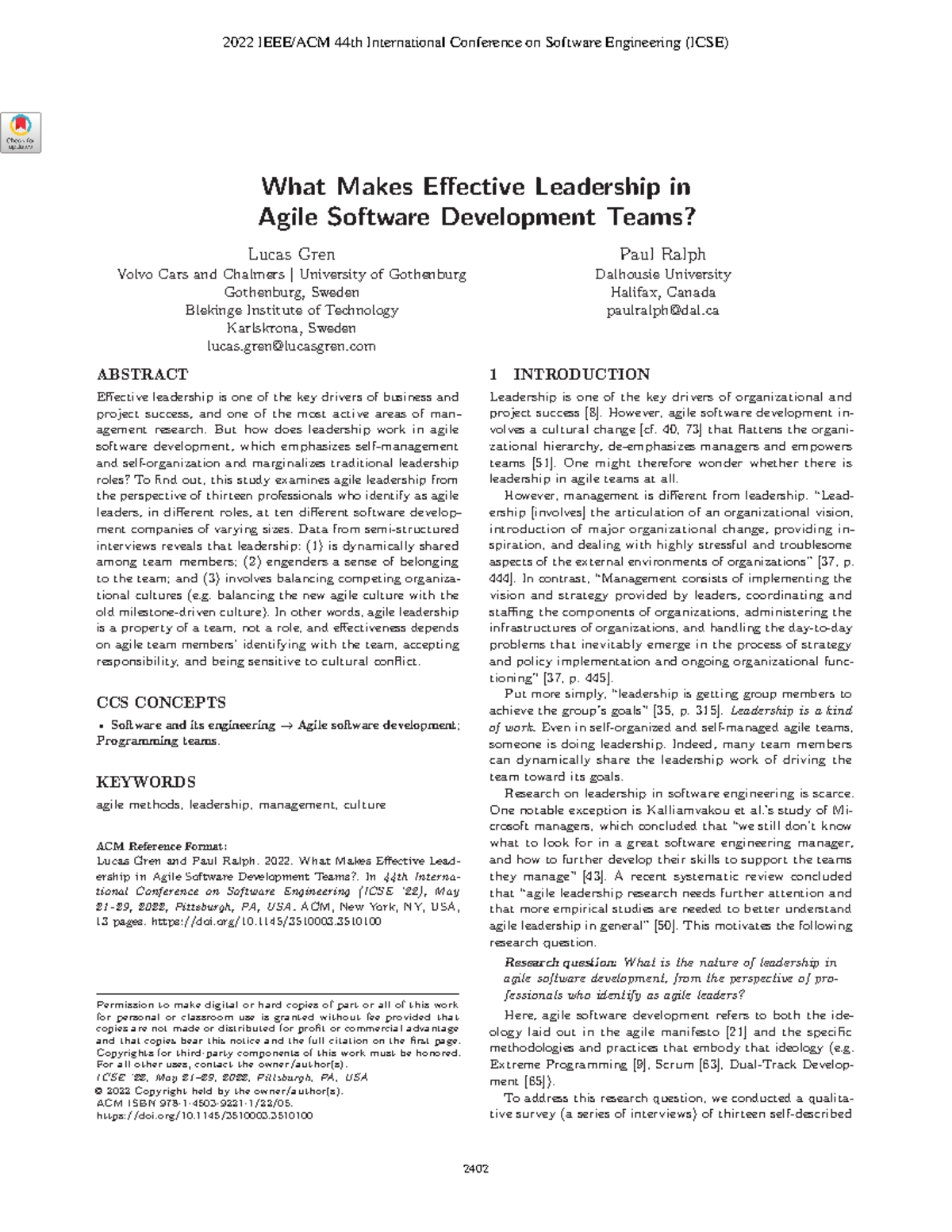 Software - sdfs - What Makes Effective Leadership in Agile Software ...