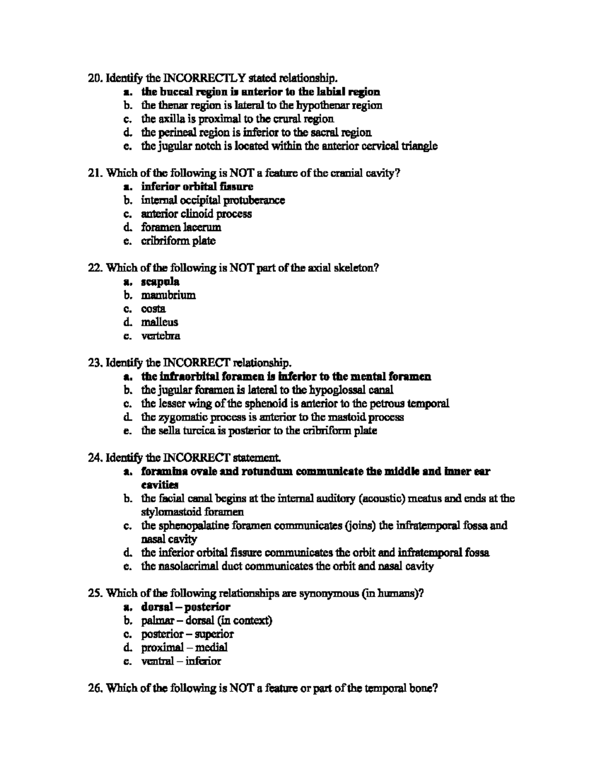 Human Anatomy Practice Exam 1 pg4 - BIOL 253 - Studocu