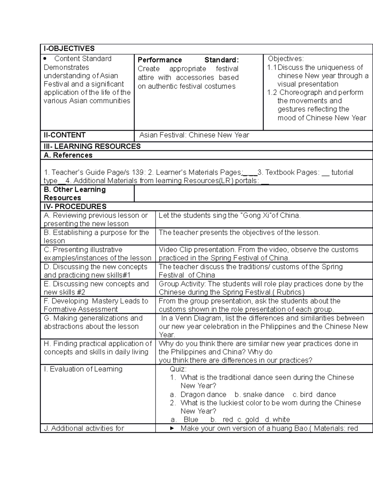 Music 8 DLL 5 - I-OBJECTIVES Content Standard Demonstrates ...