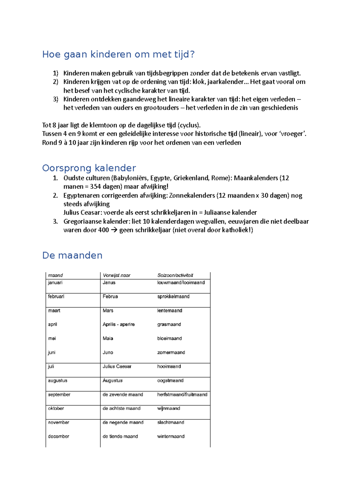 Wereld oriëntatie - aspecten van tijd - Hoe gaan kinderen om met tijd ...