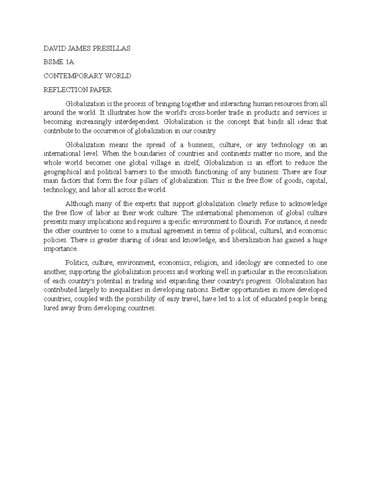 Presillas, Reflection Paper AIN PURCOMM - DAVID JAMES PRESILLAS BSME 1A ...