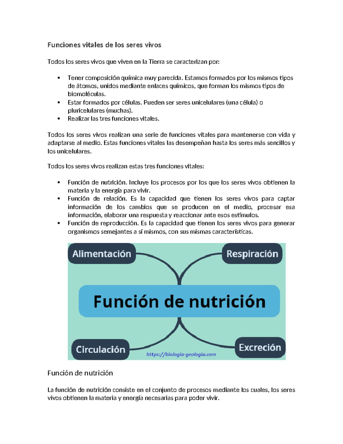 Funciones vitales de los seres vivos BIO - Funciones vitales de los ...