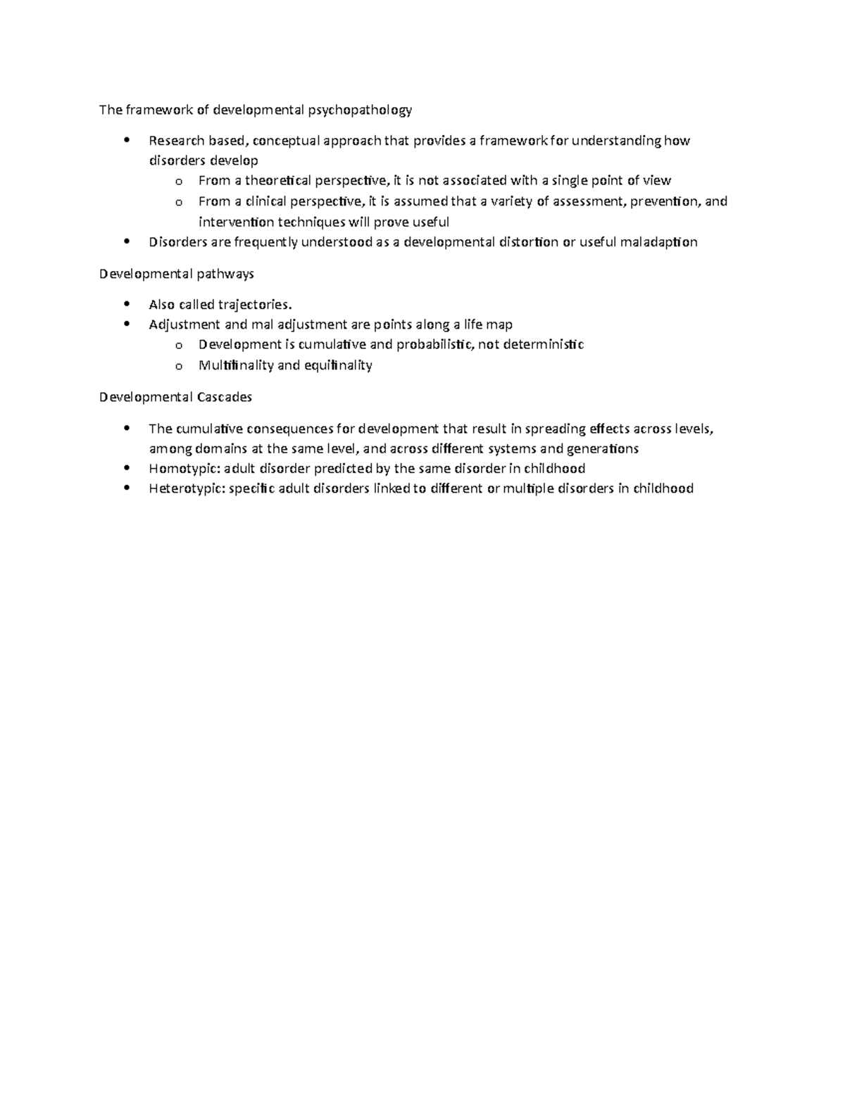 Chapter 3 Notes - coursework - The framework of developmental ...