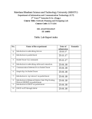 Lab @2 - Networks Lab Of Configuration - Lab Session 02 OBJECT o Configuration Router on a stick ...