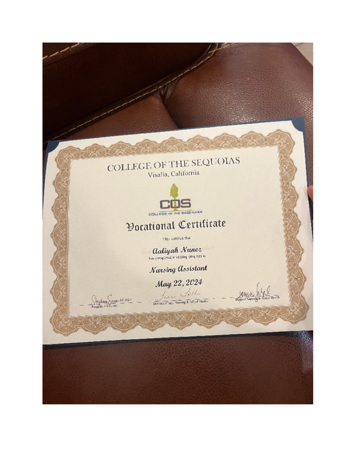 CNA - CNA - COLLEGE OF THE SEQUOIAS Visalia, California COS COLLEGE OF ...