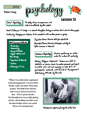 PSYCH 1- Lecture Notes - PSYCH 1 INTRODUCTION Psychology: the ...
