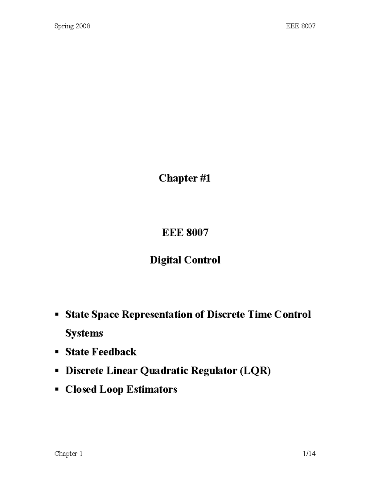 Chapter 1 - Digital Control - Spring 2008 8007 Chapter 8007 Digital ...
