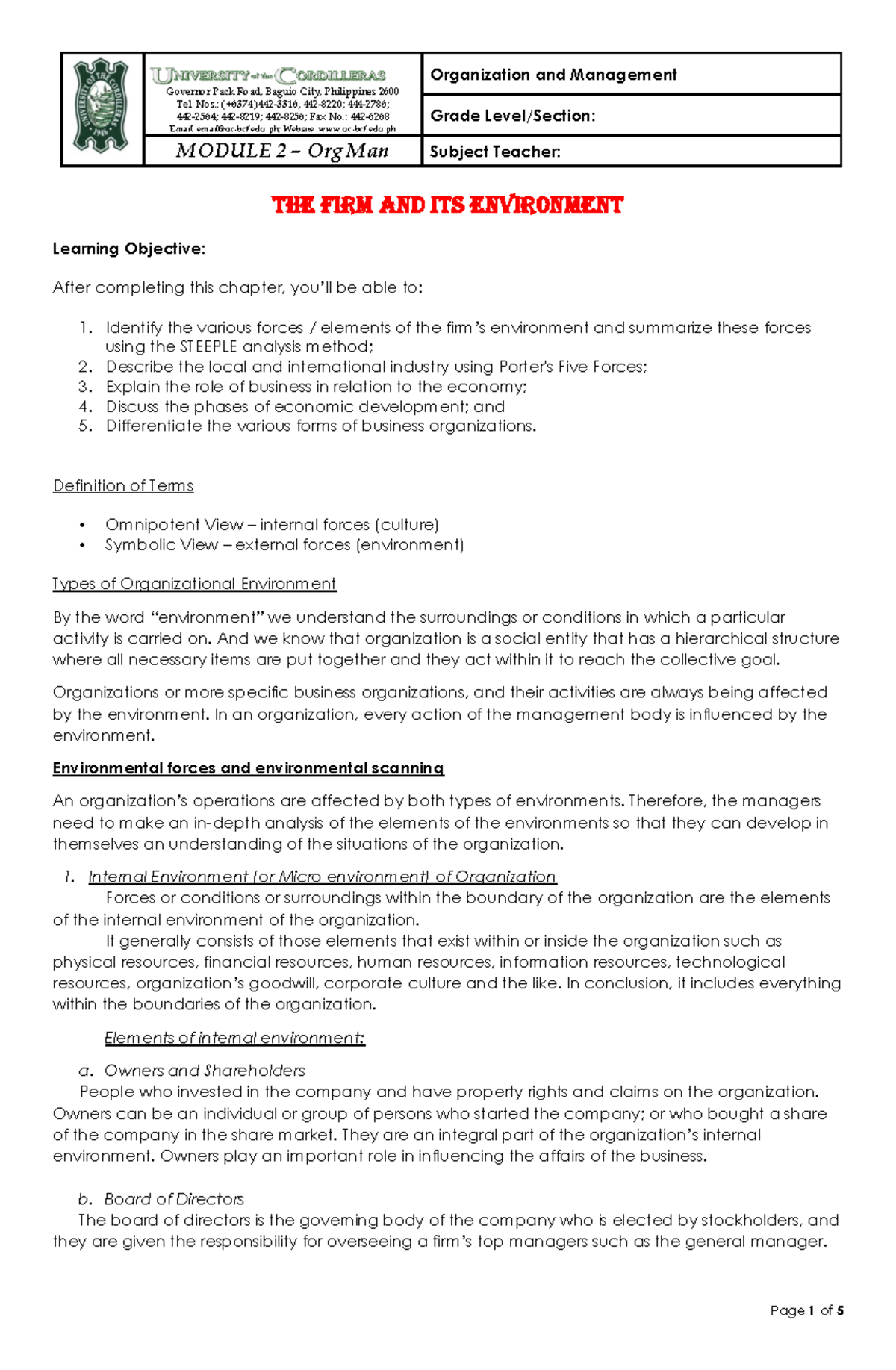 474668342 Org Man Module 2 The Firm Environment pdf - Governor Pack ...