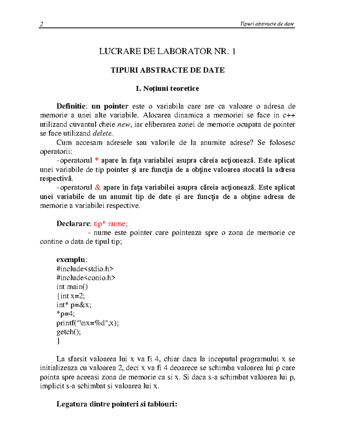 Lab 1 Tipuri abstracte de date - LUCRARE DE LABORATOR NR. 1 TIPURI ...