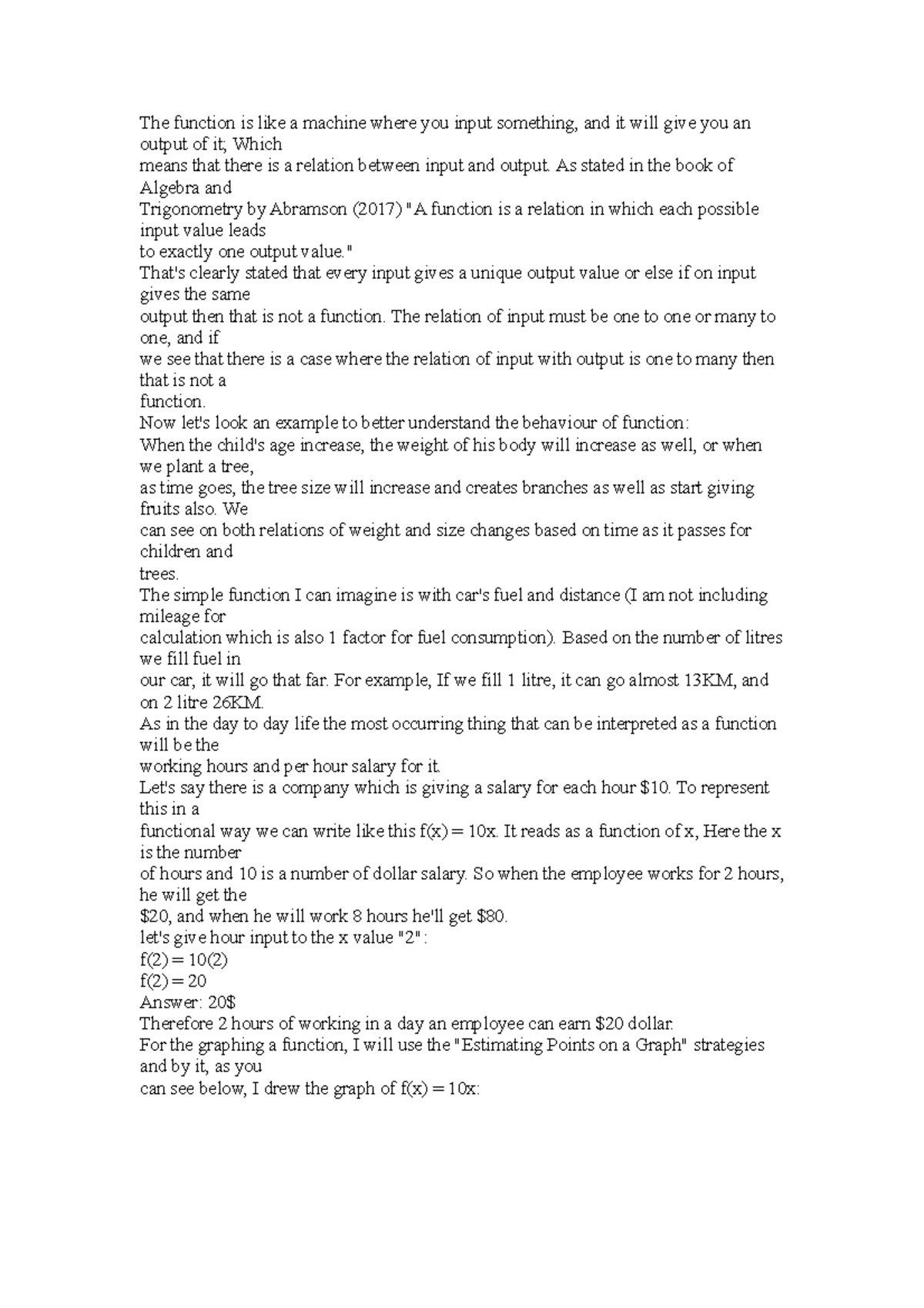 MATH 1201 Unit 1 Learning Journal - The function is like a machine ...