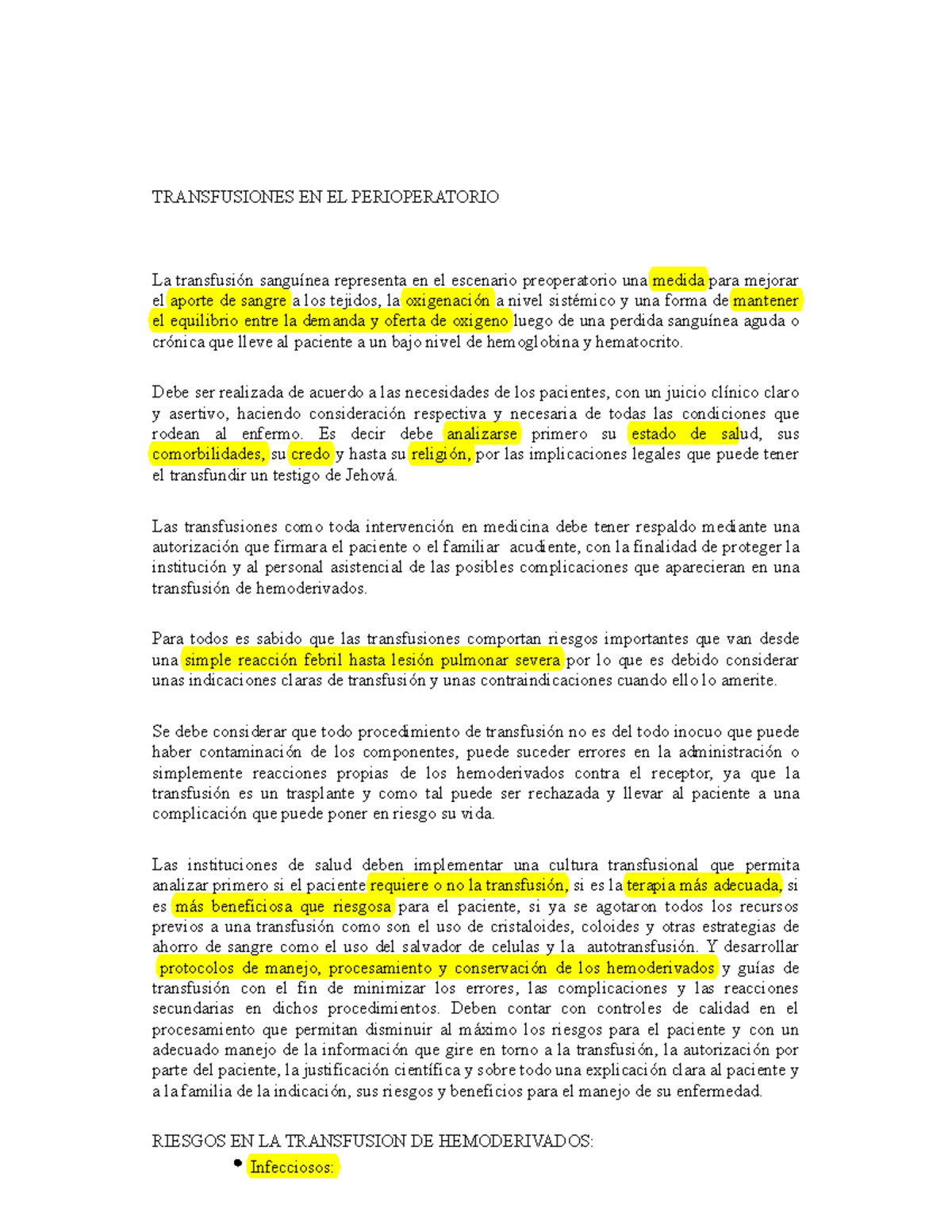 Transfusiones EN EL Perioperatorio fai - TRANSFUSIONES EN EL ...