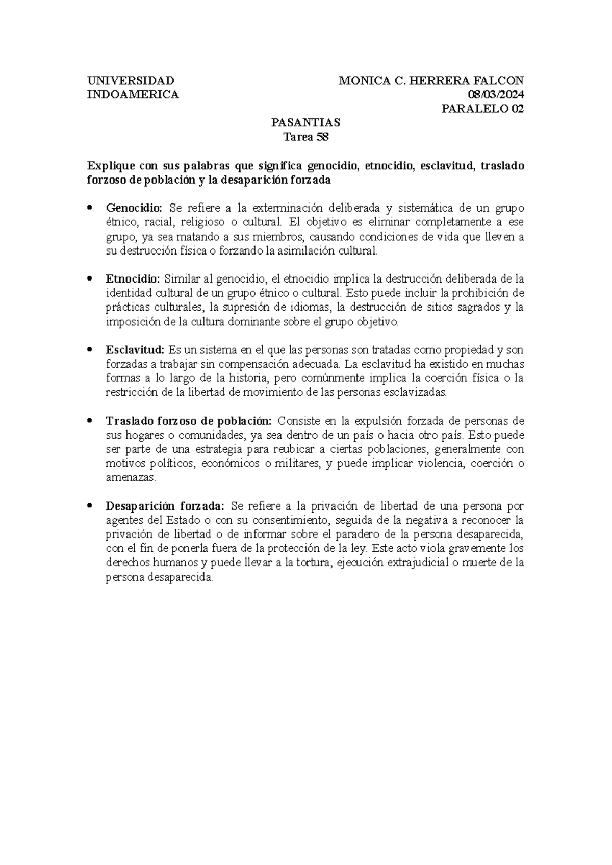 Tarea 58 Explicacion Palabras Monica Herrera - UNIVERSIDAD MONICA C. HERRERA FALCON INDOAMERICA ...