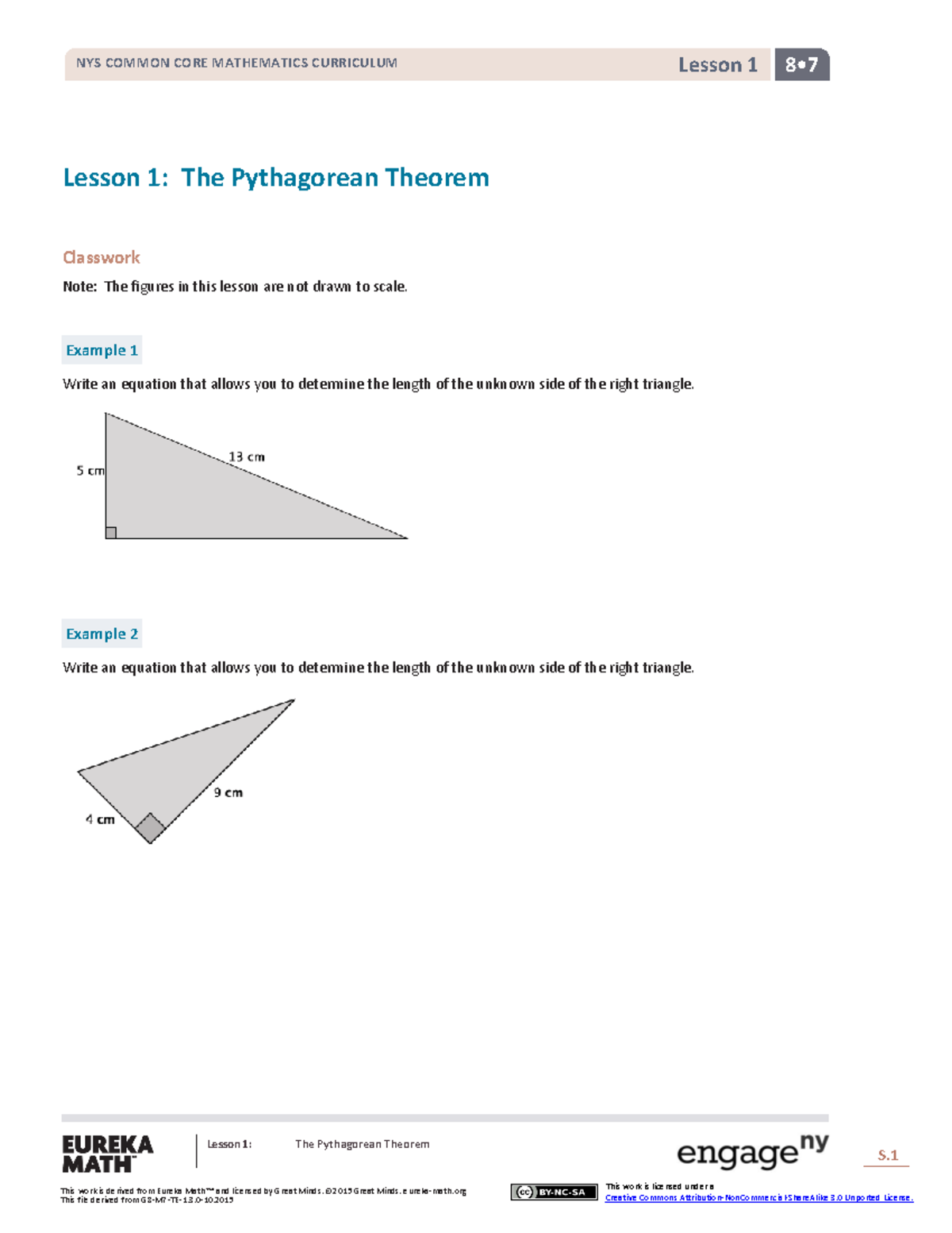 Math g8 m7 topic a lesson 1 student - Lesson 1: The Pythagorean Theorem ...