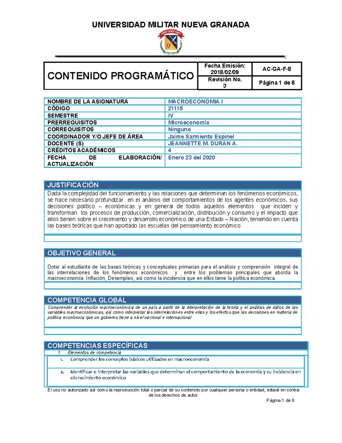Contenido Programatico - CONTENIDO PROGRAMÁTICO Fecha Emisión: 2018/02 ...