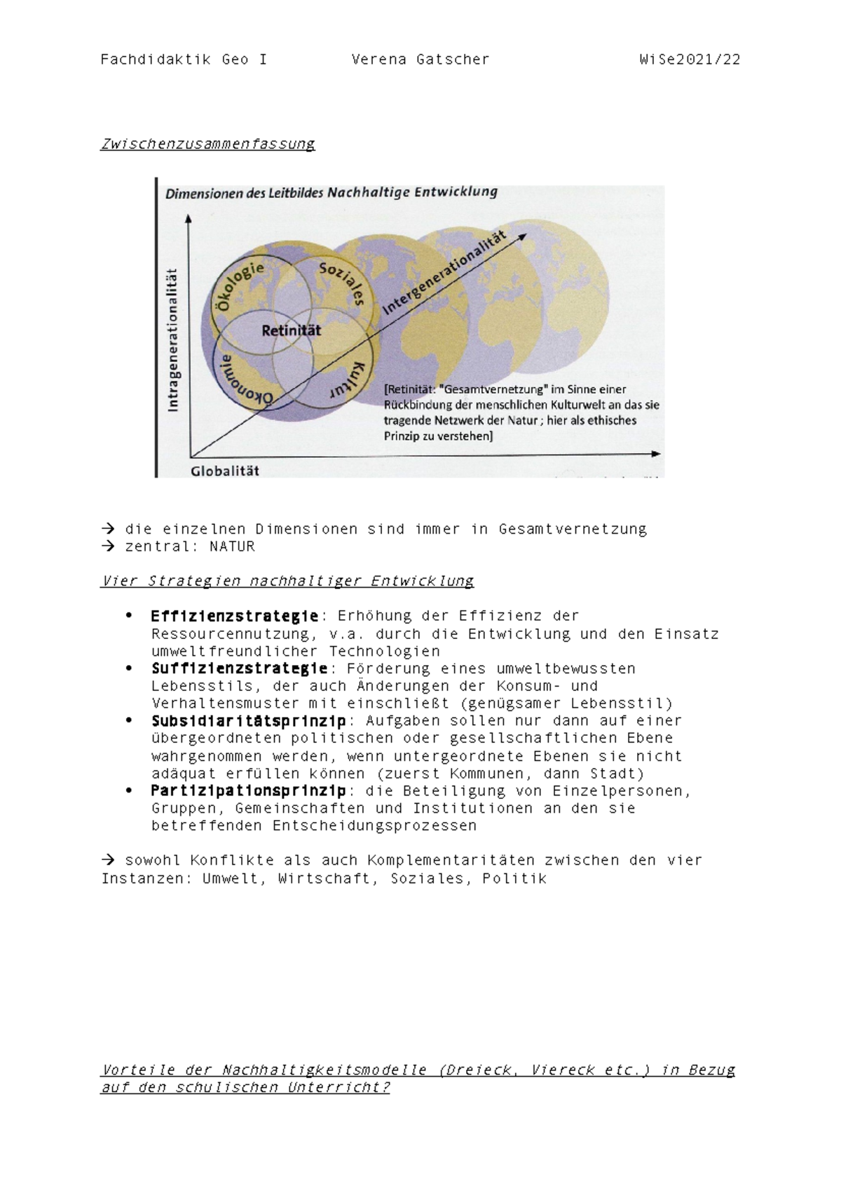 Fachdidaktik Geo 1 (Teil 3) - Zwischenzusammenfassung die einzelnen ...