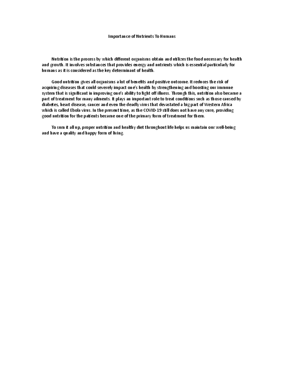 Importance of Nutrients To Humans - Importance of Nutrients To Humans ...