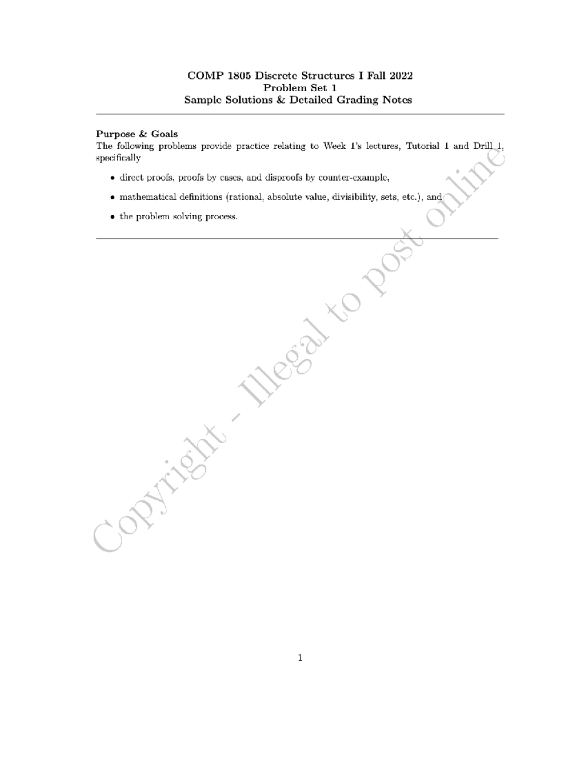 Ps1-solution - ASSIGNMENT 1 AND ITS SOLUTIONS - Comp 1805 - Studocu