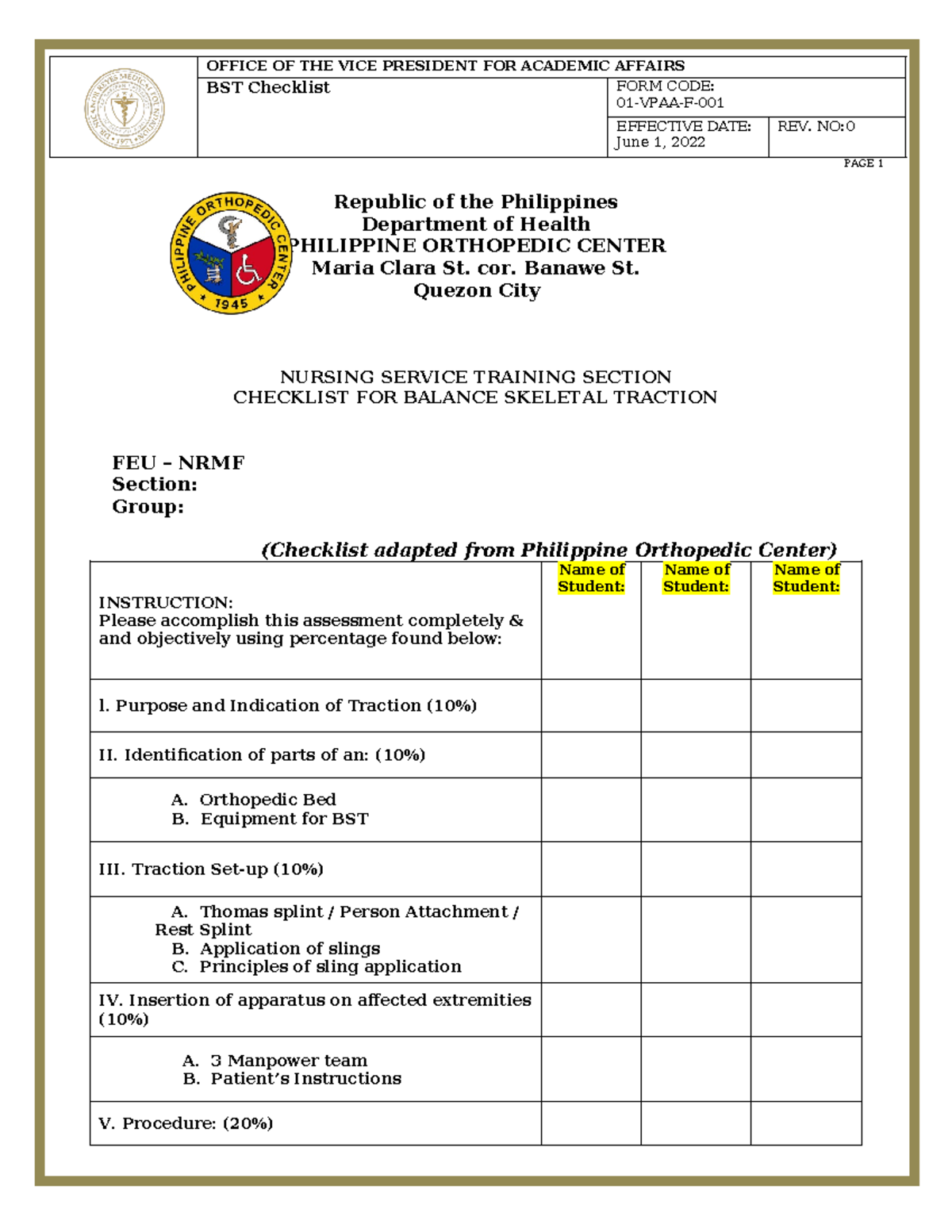 POC-Checklist - OFFICE OF THE VICE PRESIDENT FOR ACADEMIC AFFAIRS BST ...