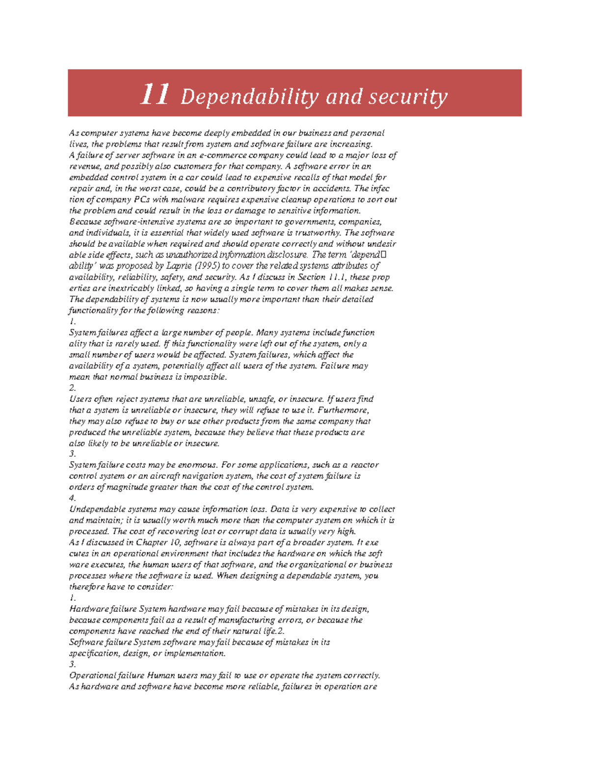 11 Dependability and security - 11 Dependability and security As computer systems have become ...