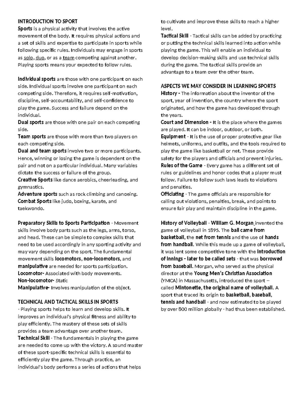 Introduction-TO- Sport - INTRODUCTION TO SPORT Sports is a physical ...