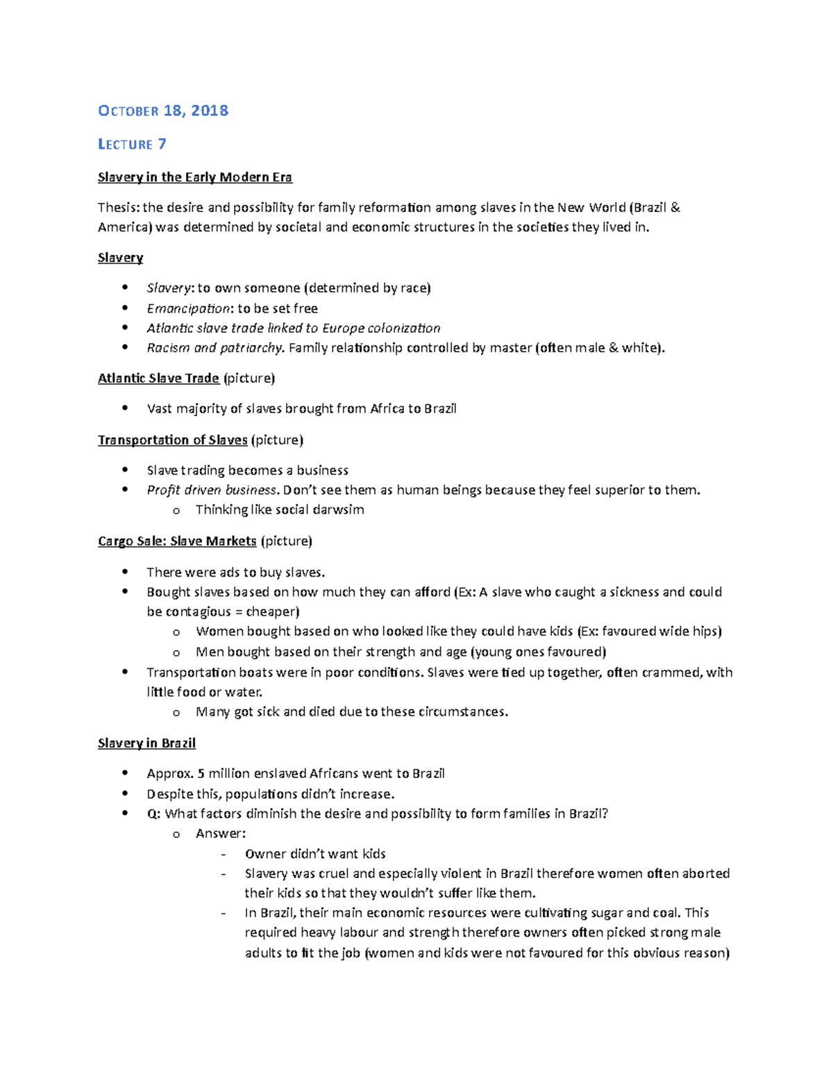 Lecture 7, October 18 - Verbatim notes taken in class, taught by ...